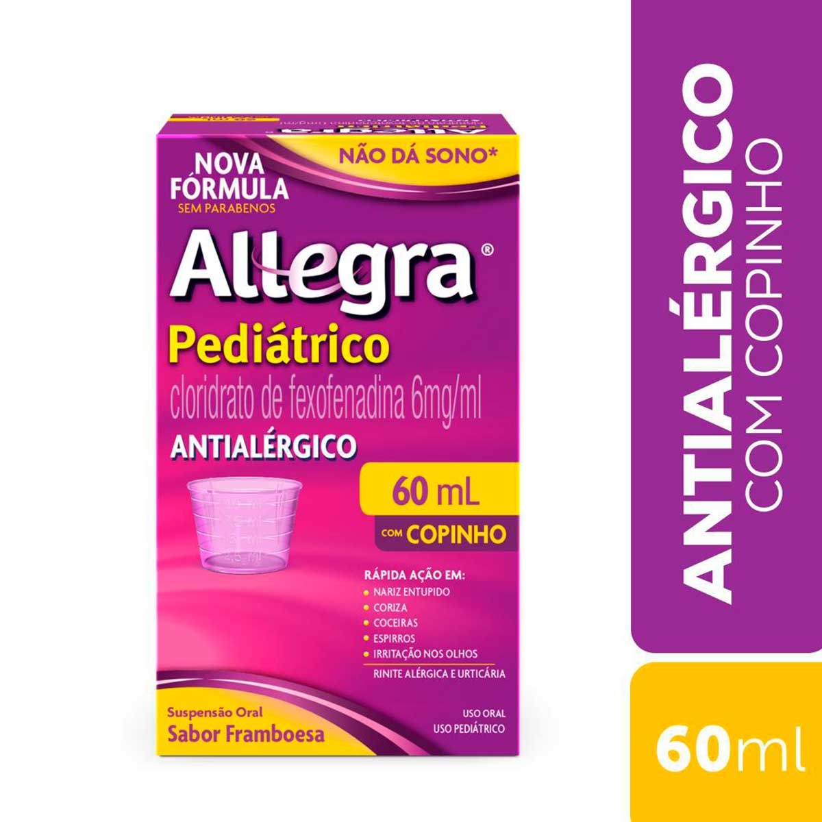 Allegra Pediátrico 6mg/ml Frasco 60ml + Dosador: preço e bula | Drogasil