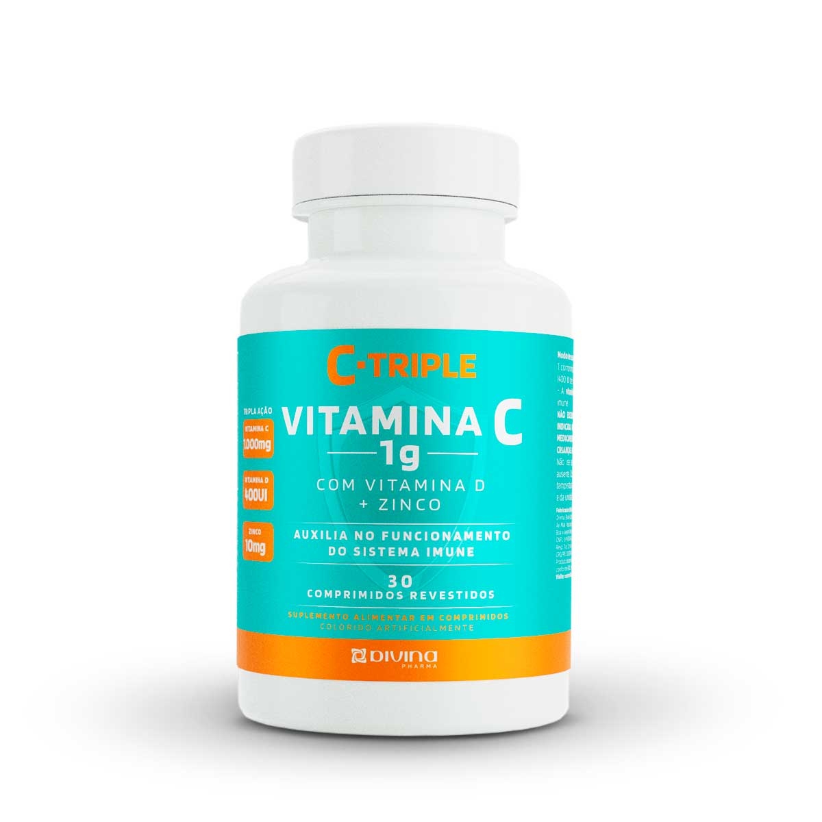 C-Triple Vitamina C 1g com Vitamina D + Zinco com 30 Comprimidos | Drogasil