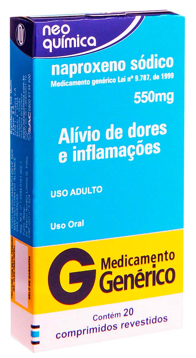 Naproxeno Sódico 550mg 20 comprimidos - Neo Química - Genérico | Drogasil