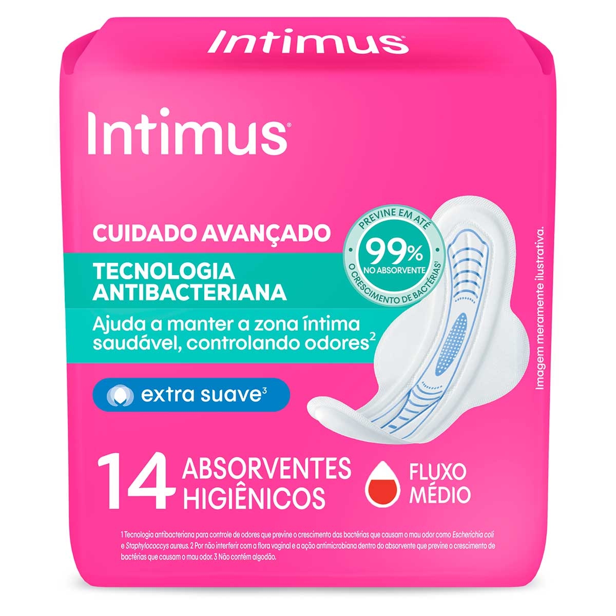 Absorvente Intimus Ultrafino Tecnologia Antibacteriana Com Abas com 14 ...