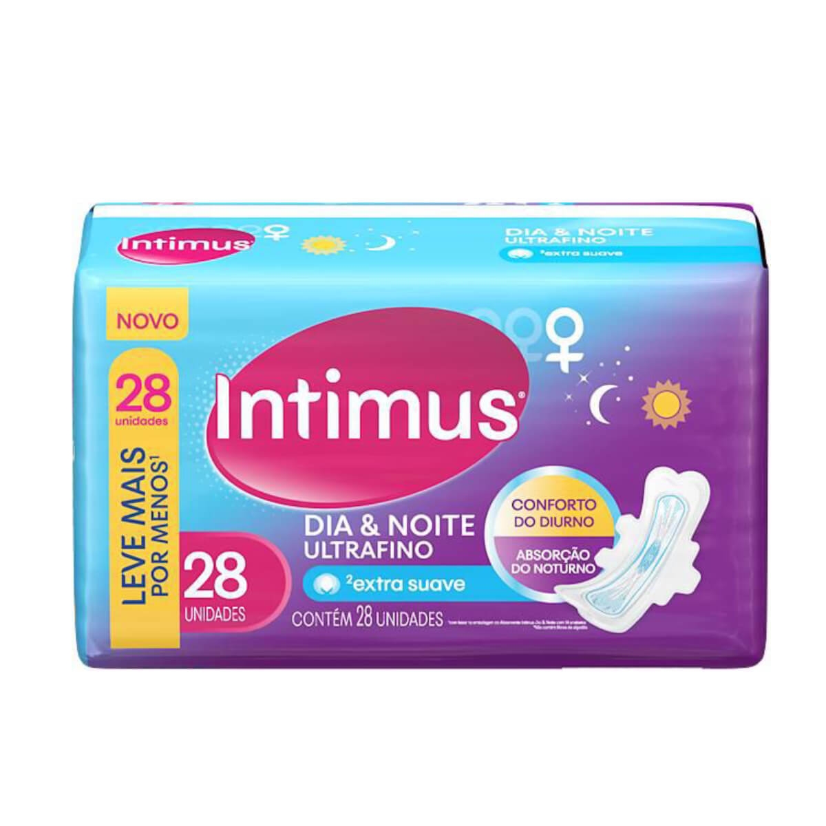 Absorvente Intimus Dia & Noite Cobertura Suave com Abas 28 Unidades ...