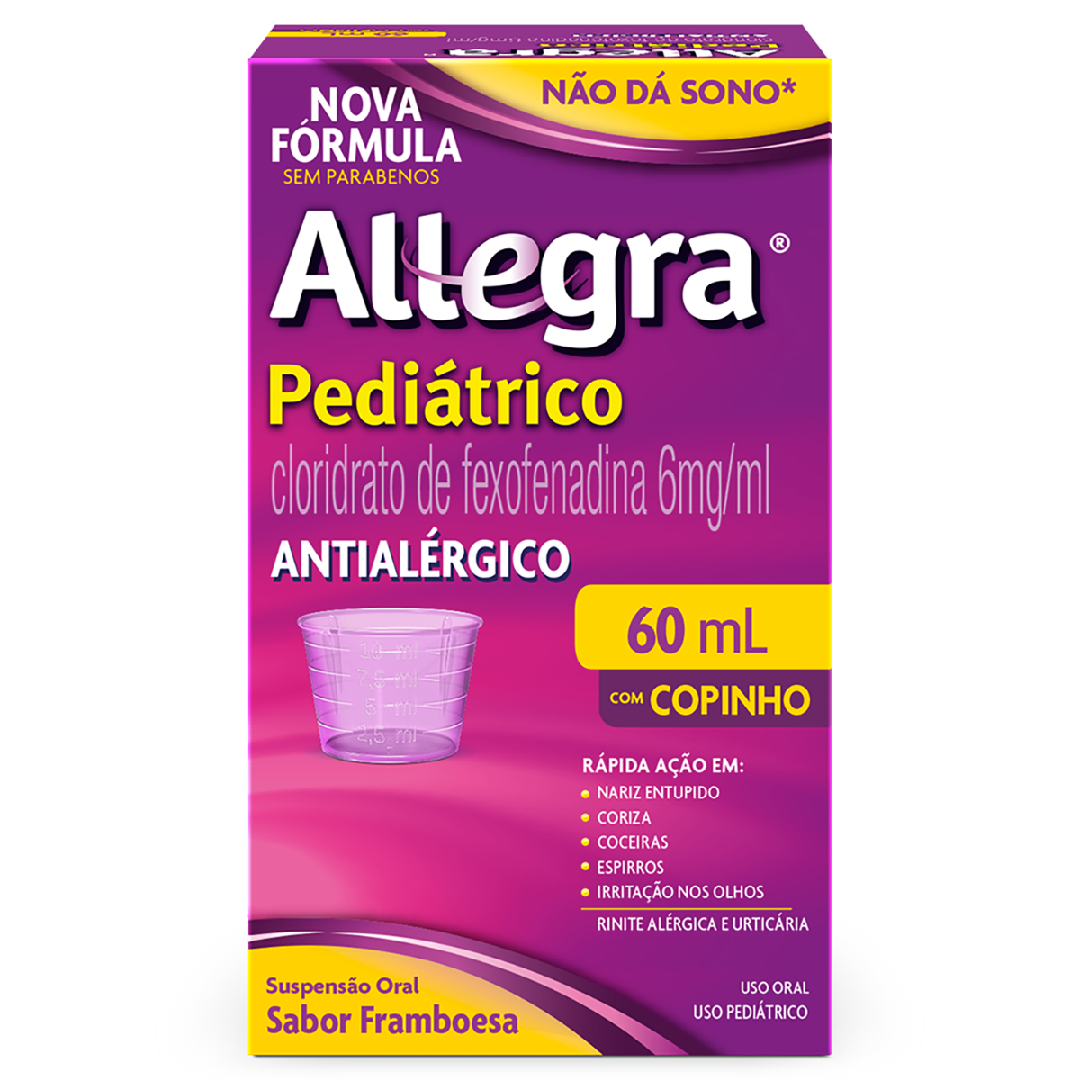 Allegra Pediátrico 6mg/ml Frasco 60ml + Dosador: preço e bula | Drogasil