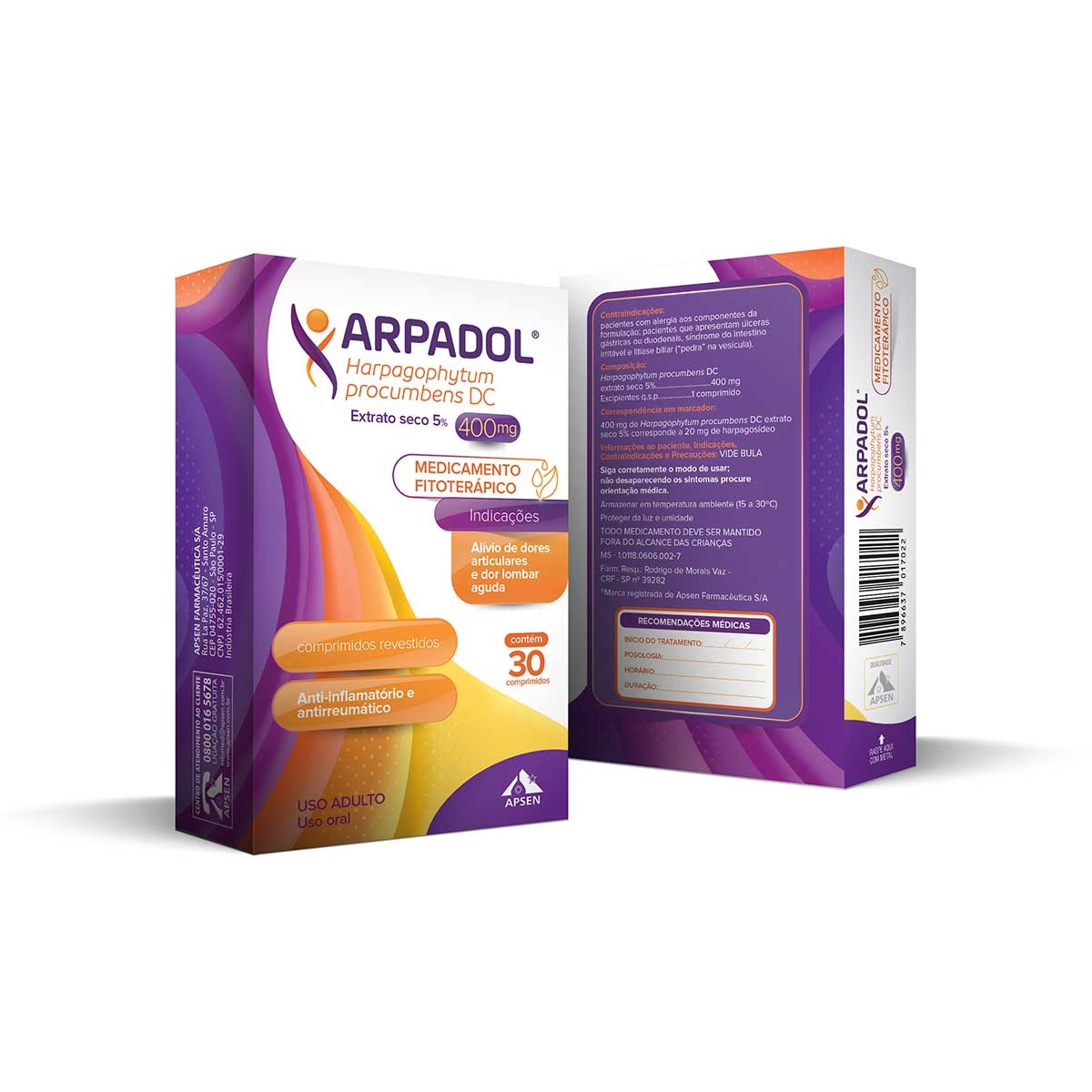 Arpadol 400mg 30 Comprimidos Apsen | Drogasil