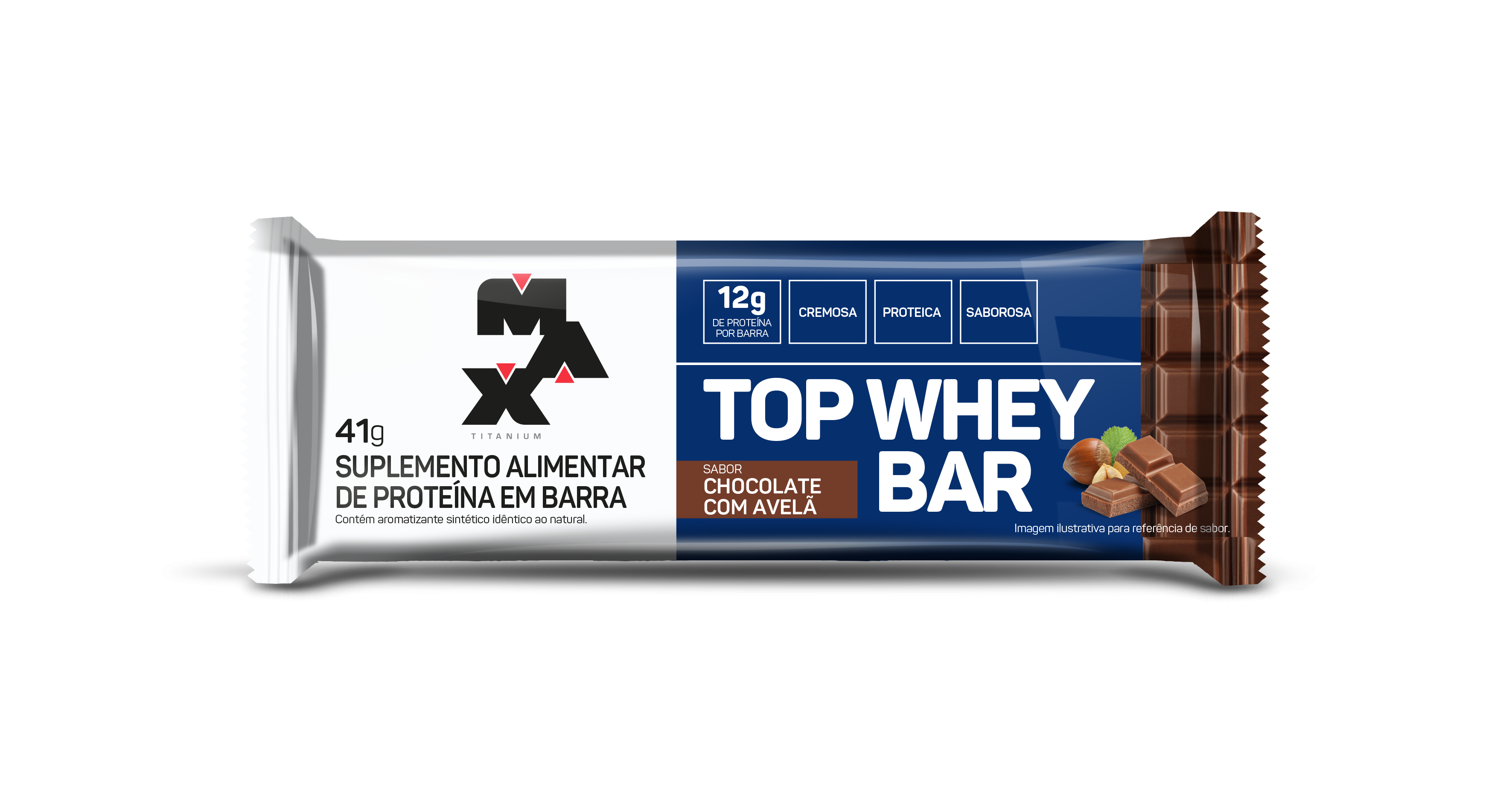 Top Whey Bar Max Titanium Sabor Chocolate com Avelã 41g | Drogasil
