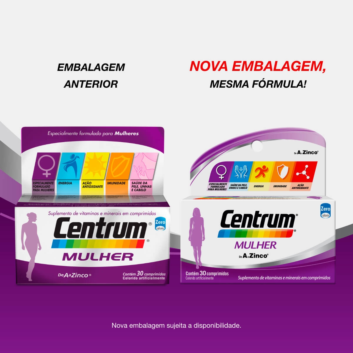 Suplemento de Vitaminas e Minerais Centrum Mulher com 30 Comprimidos ...