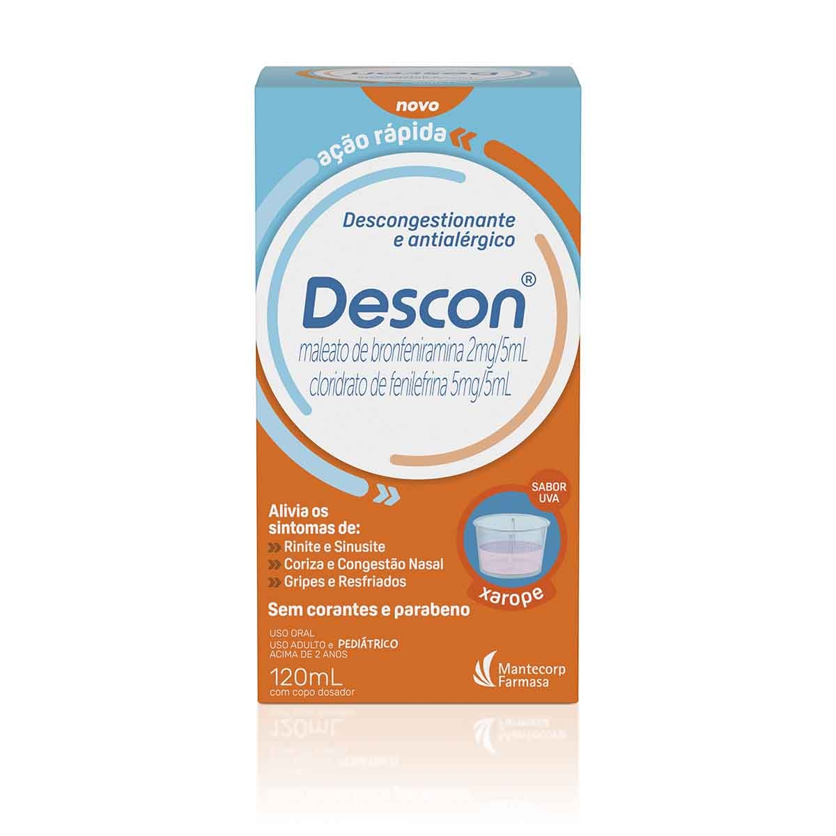 Descon Xarope 120ml - Descongestionante e Antialérgico | Drogasil