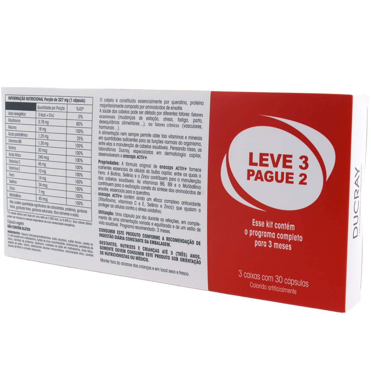 Anacaps Activ+ 90 Cápsulas Suplemento de Vitaminas e Minerais Ducray ...