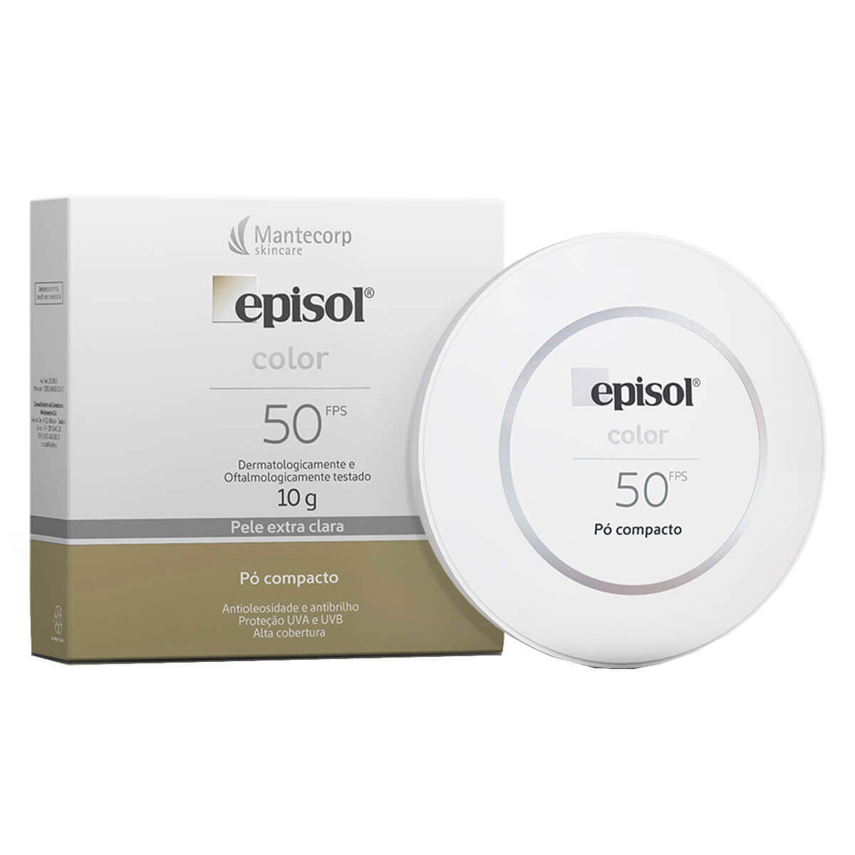 Protetor Solar Episol Color Pó Compacto FPS50 Pele Extra Clara 10g ...