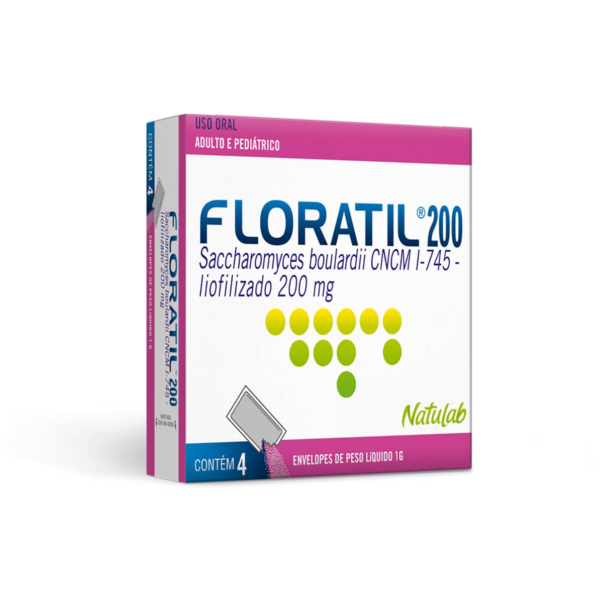 Floratil 200mg com 4 Envelopes de 1g cada | Drogasil