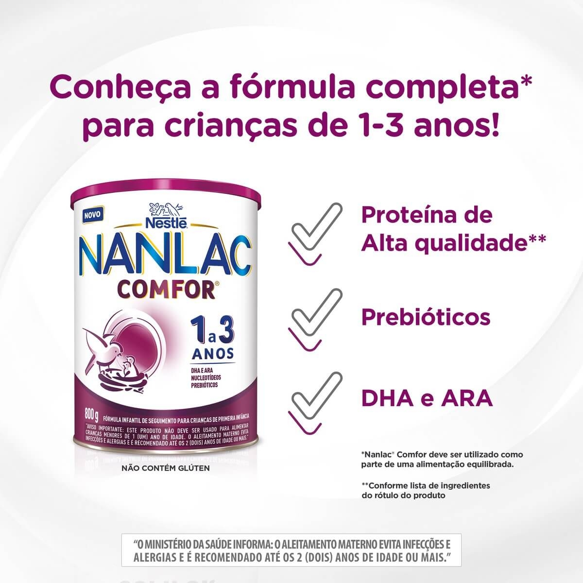 Fórmula Infantil Nanlac Comfor Nestlé 1 a 3 anos 800g em promoção ...
