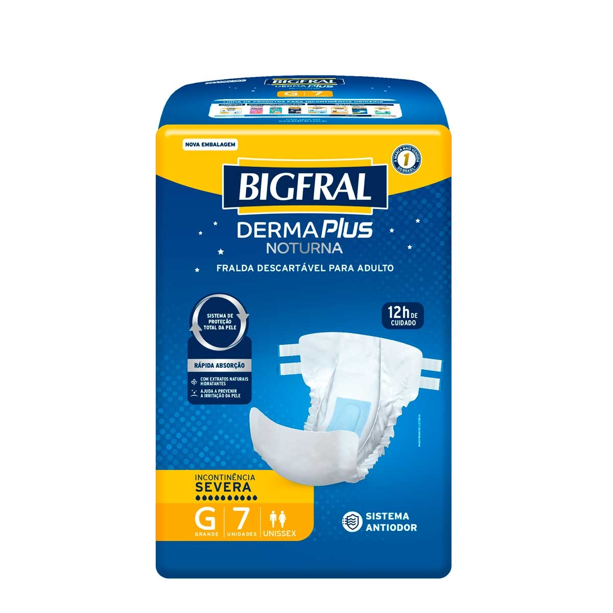 Fralda Adulto Bigfral Derma Plus Noturna G 7 unidades - Preço online ...