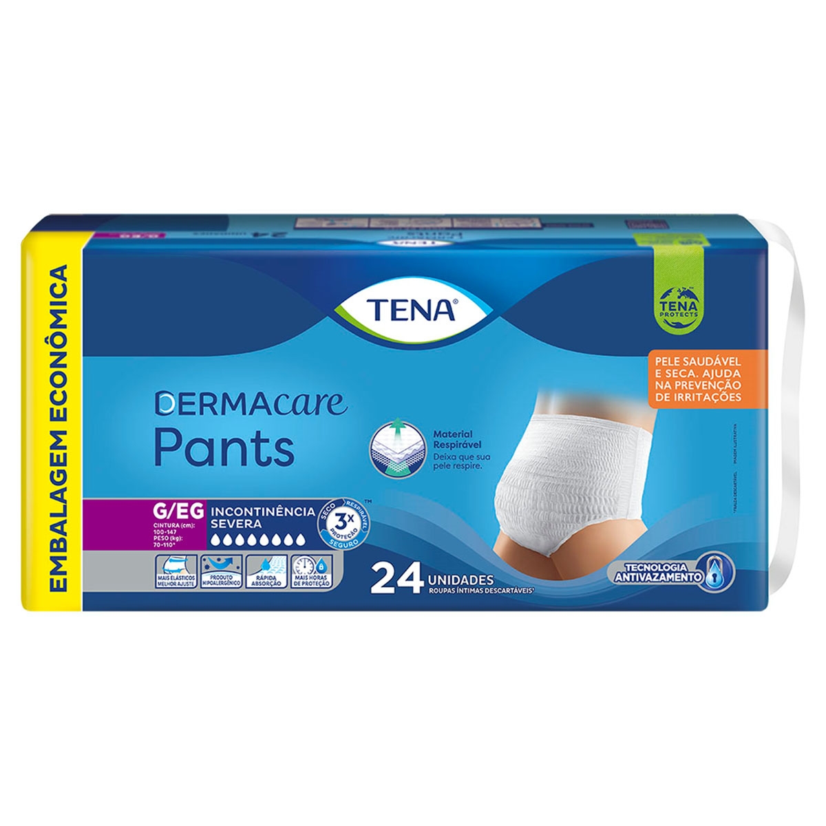 Fralda Calça Geriátrica Unissex Tena Pants Dermacare G/EG 24 unidades ...