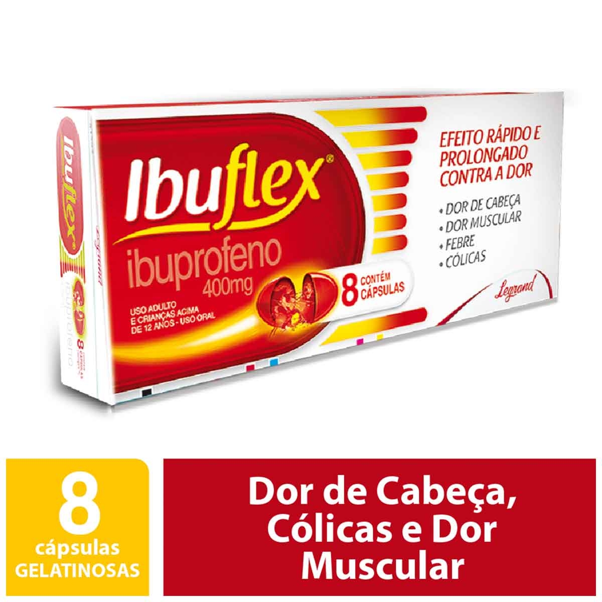 Ibuflex Ibuprofeno 400mg 8 cápsulas com menor preço | Drogasil