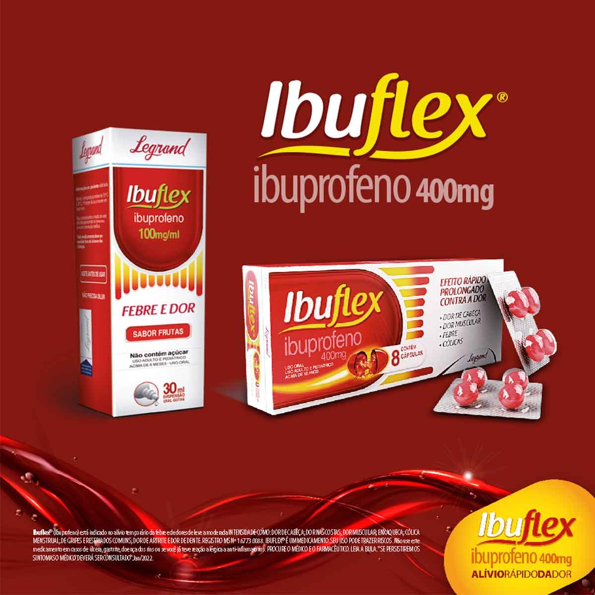 Ibuflex 400mg com 8 cápsulas | Drogasil