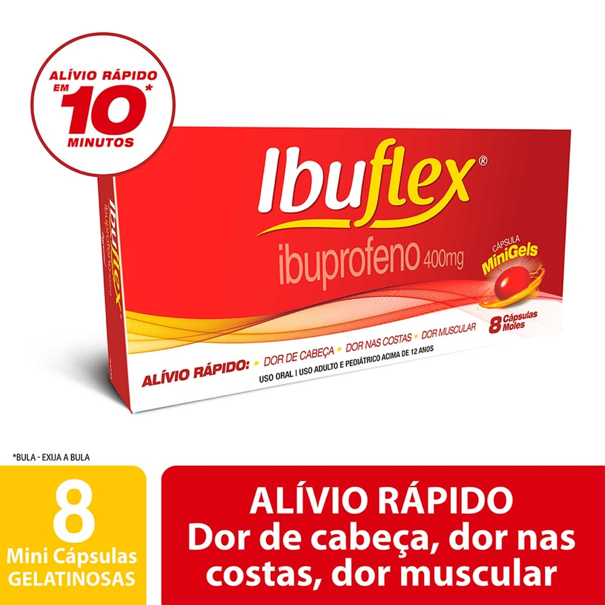 Ibuflex 400mg com 8 cápsulas | Drogasil