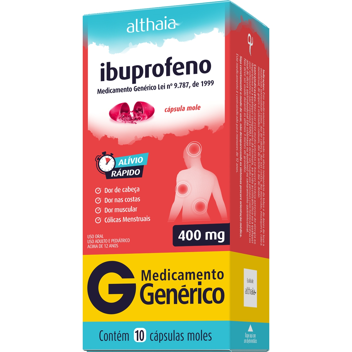 Ibuprofeno 400mg Althaia 10 Cápsulas Mole: Encontre online | Drogasil