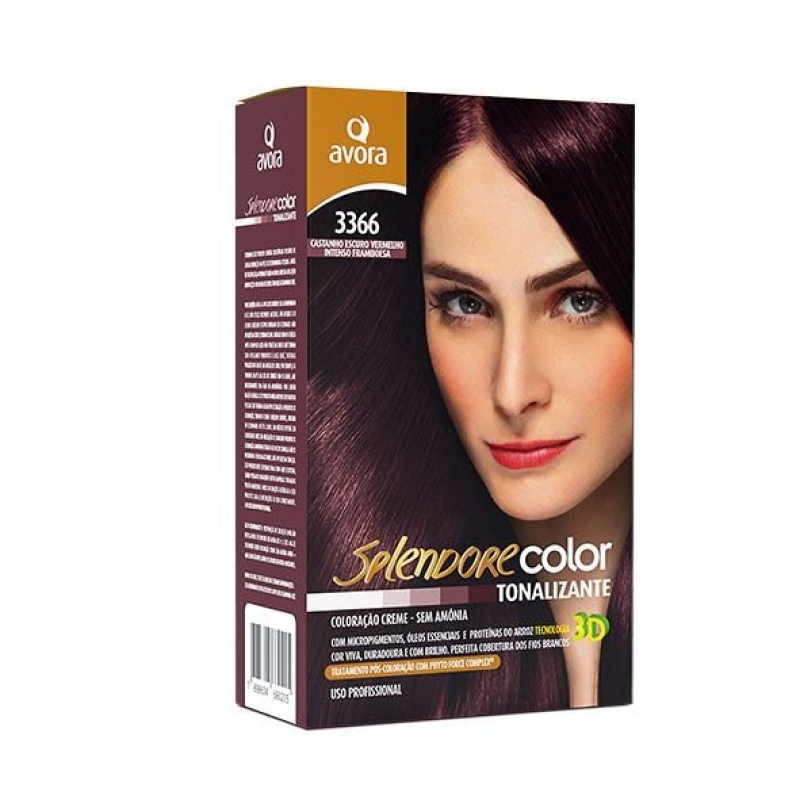 AVORA SPLENDORE COLOR CREME TONALIZANTE SEM AMONIA 3366 CASTANHO ESCURO ...
