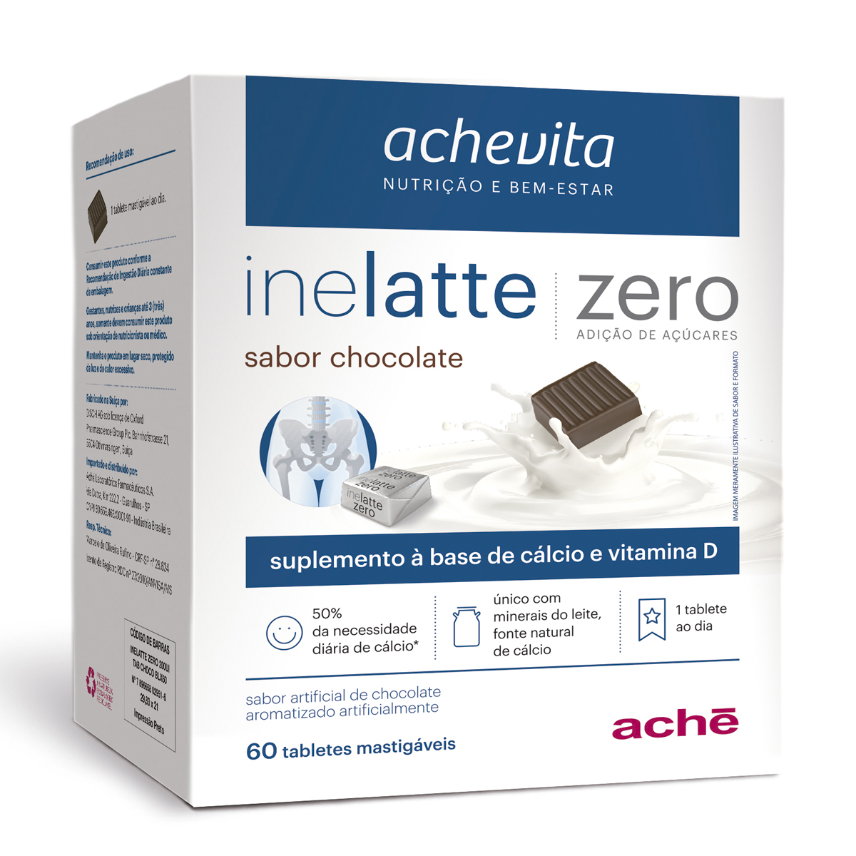 Suplemento Alimentar Inelatte Zero Chocolate com 60 tabletes | Drogasil