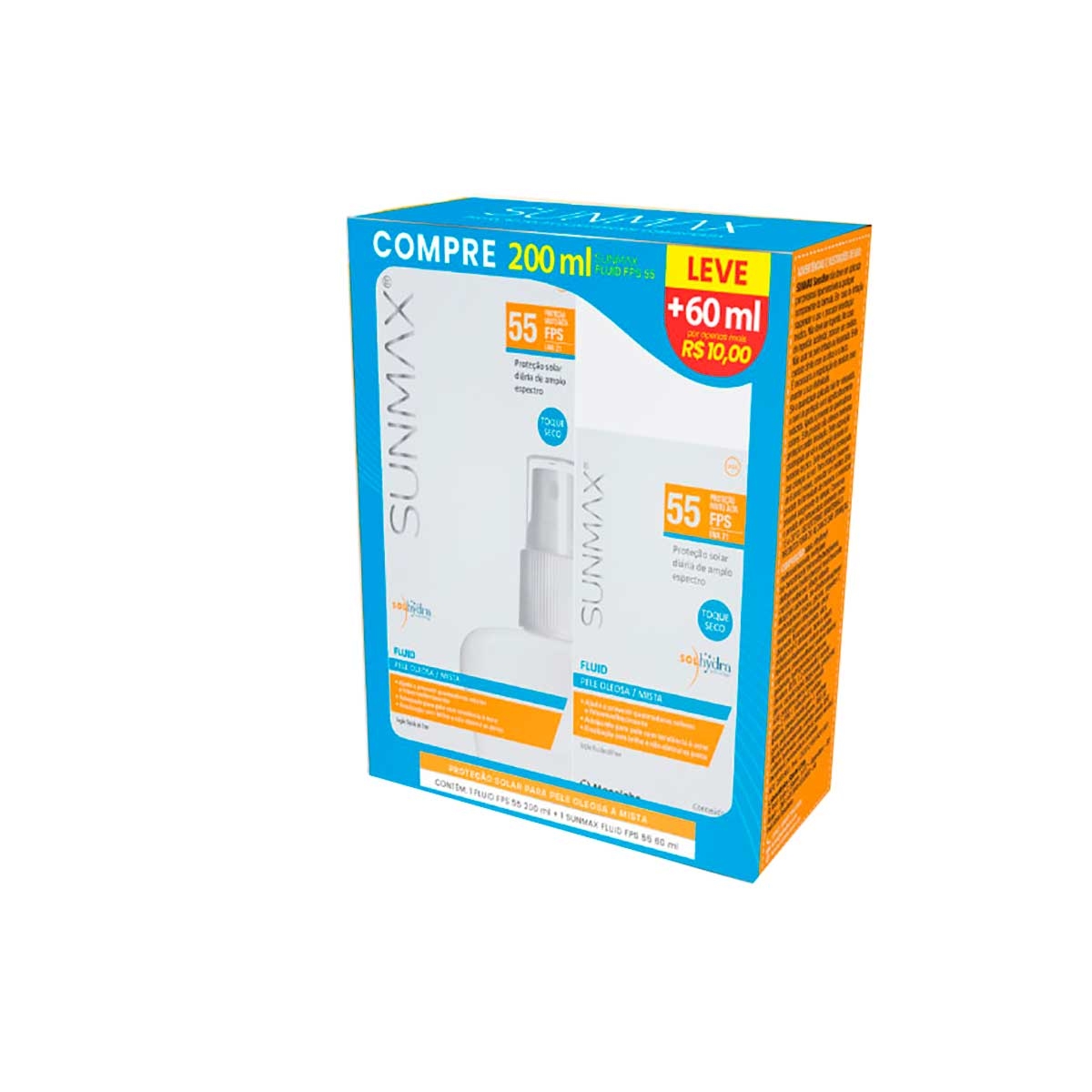 Kit Protetor Solar Sunmax Fluid FPS55 com 200ml + 60ml em promoção ...