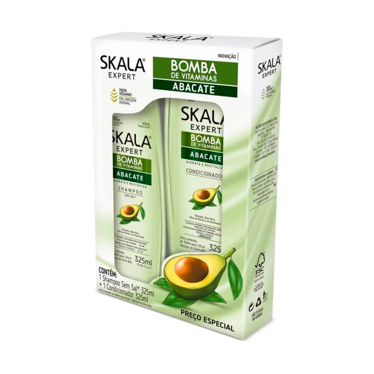 Kit Skala Expert Óleo de Côco (Shampoo 325ml+Condicionador 325ml+Creme ...