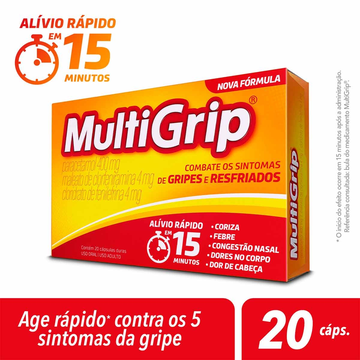 Multigrip 400mg + 4mg + 4mg cápsulas: O que é e para que serve | Drogasil