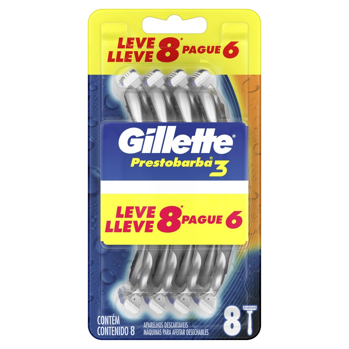 Gillette Prestobarba 3 Aparelho de Barbear Leve 8 Pague 6 | Drogasil