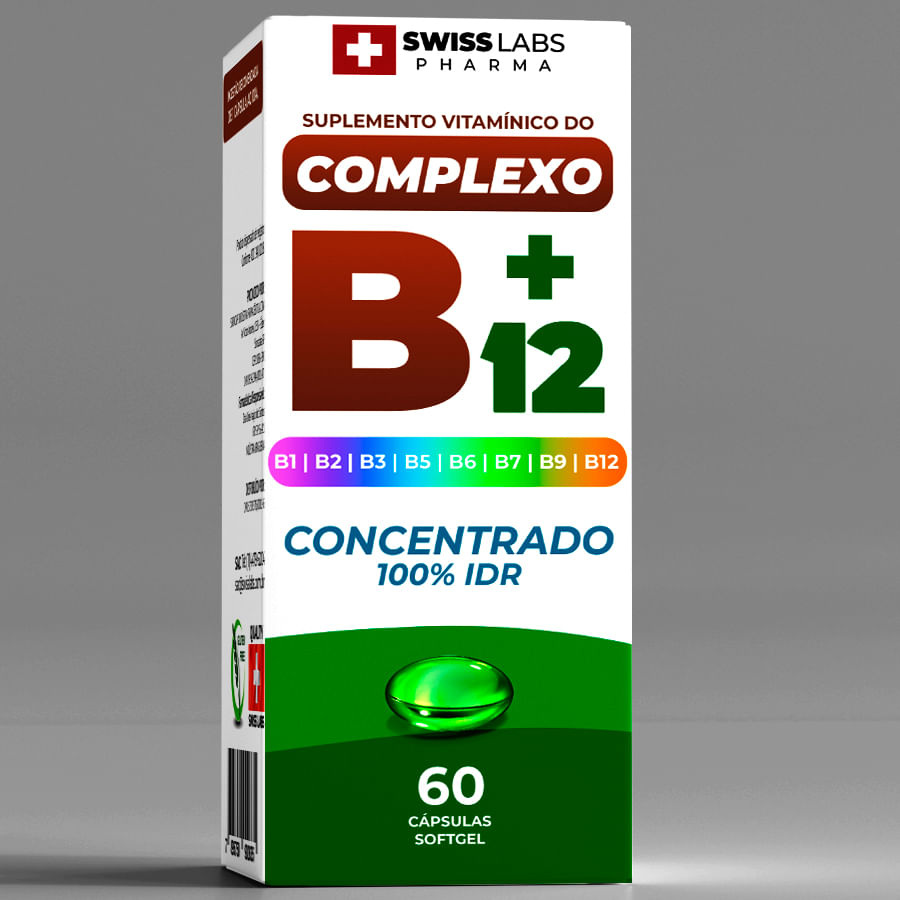 Complexo B12 Concentrado 100% IDR c/ 60 cápsulas Swiss Labs | Drogasil