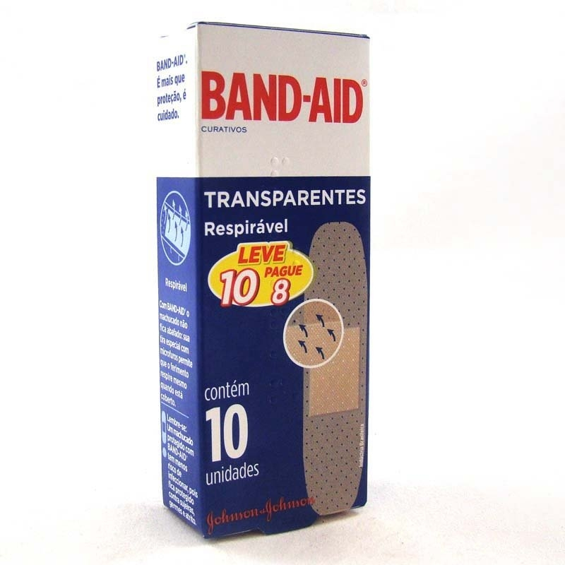 BAND AID TRANSPARENTES 10 UNIDADES | Drogasil