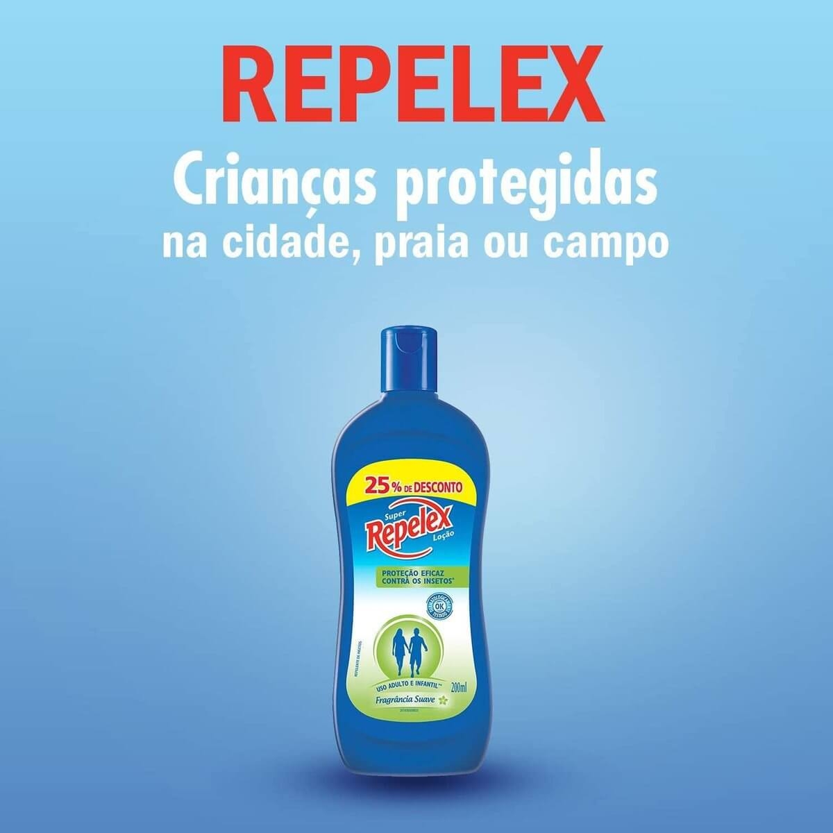 Repelente Super Repelex Family Care Loção com 200ml com 25% de Desconto ...