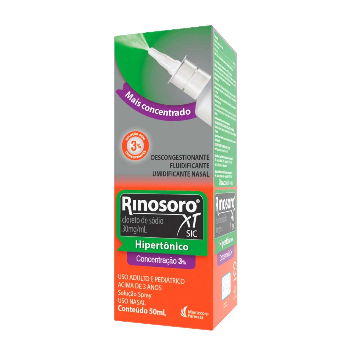 Rinosoro XT Sic 3% Spray Nasal 50ml - Preço e para que serve? | Drogasil