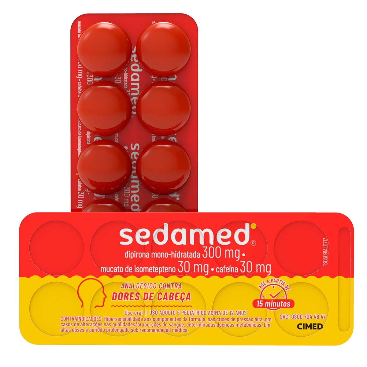 Sedamed 300mg + 30mg + 30mg - 10 comprimidos - preço e bula | Drogasil