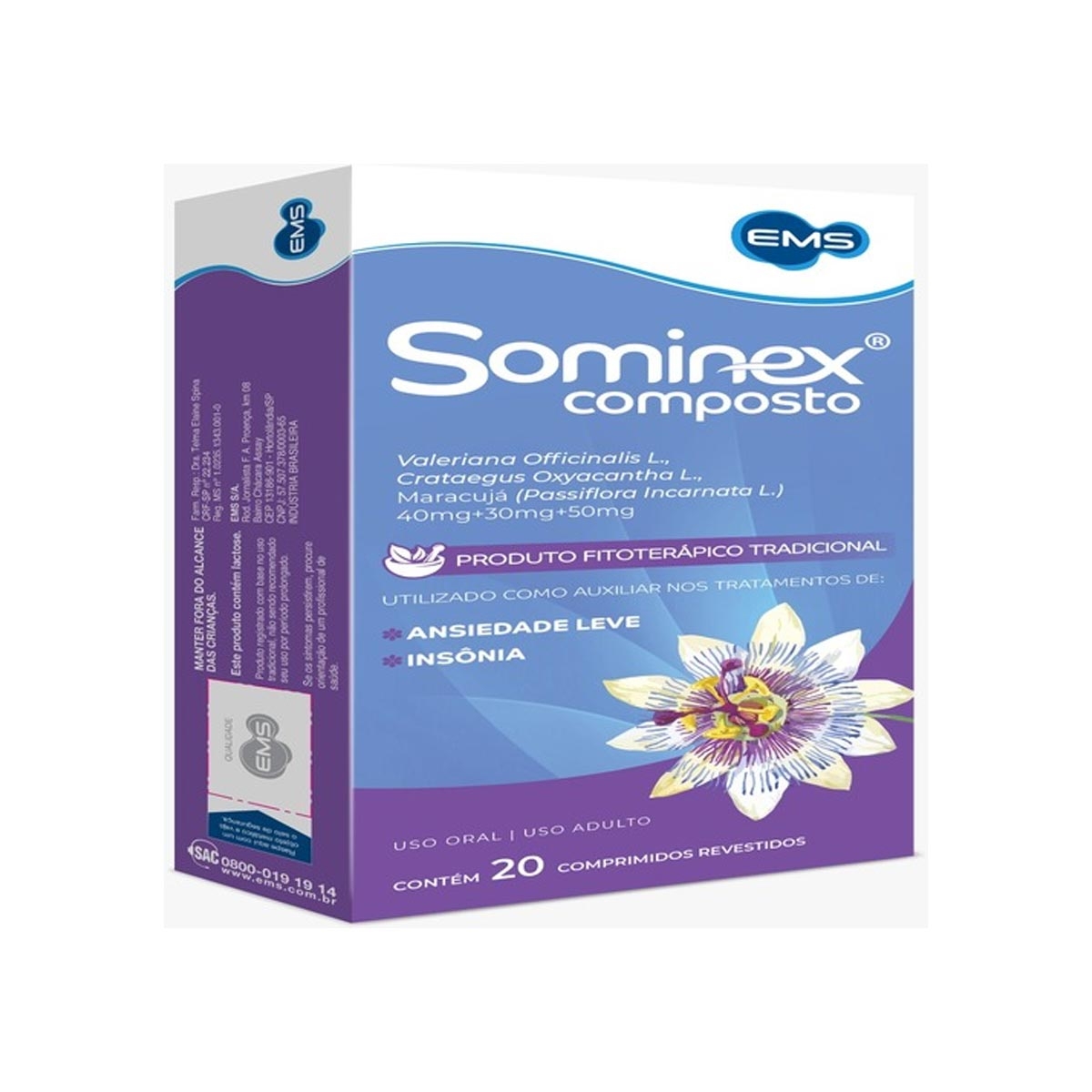 Sominex Composto com 20 Comprimidos | Drogasil