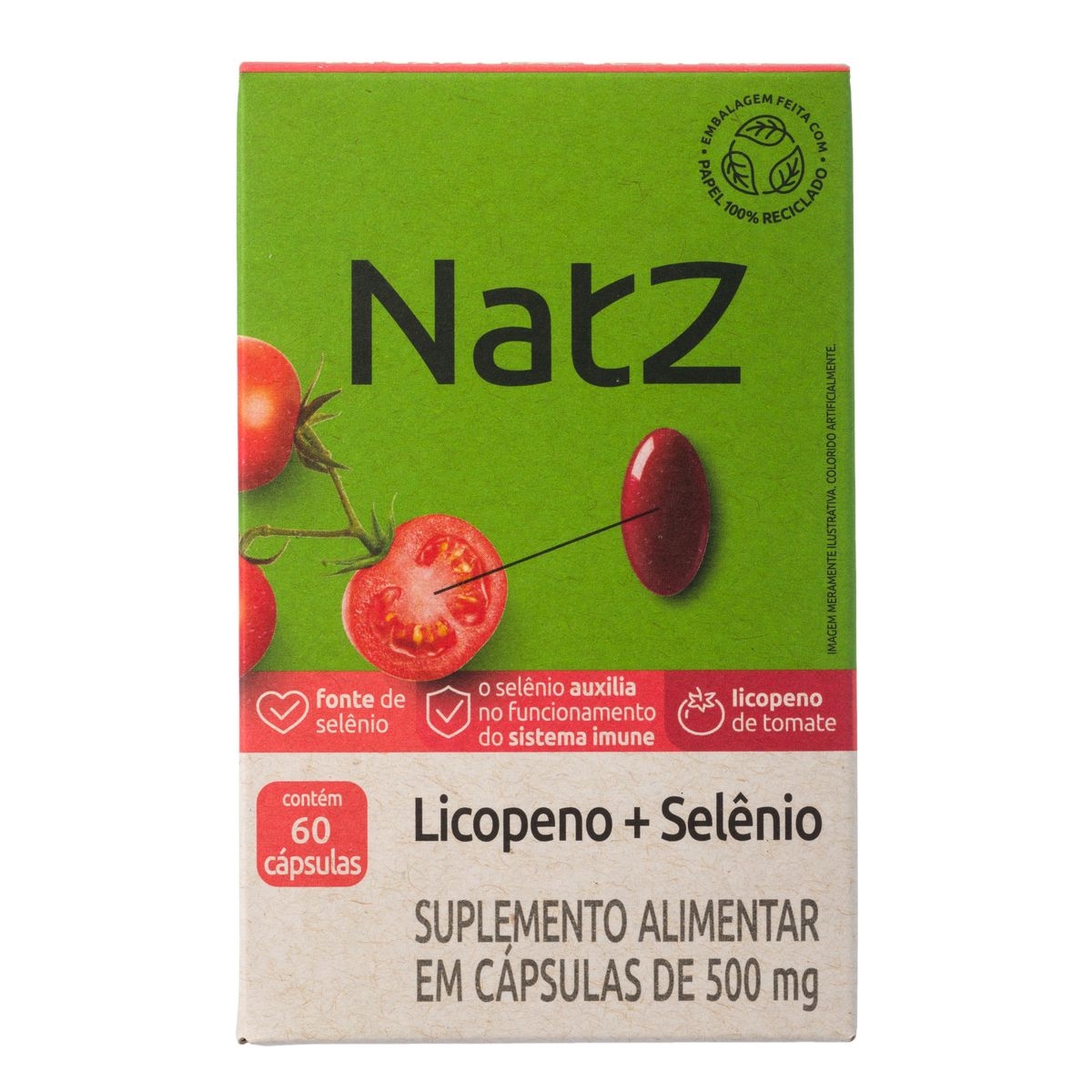 Suplemento Alimentar Natz Licopeno + Selênio 60 cápsulas | Drogasil