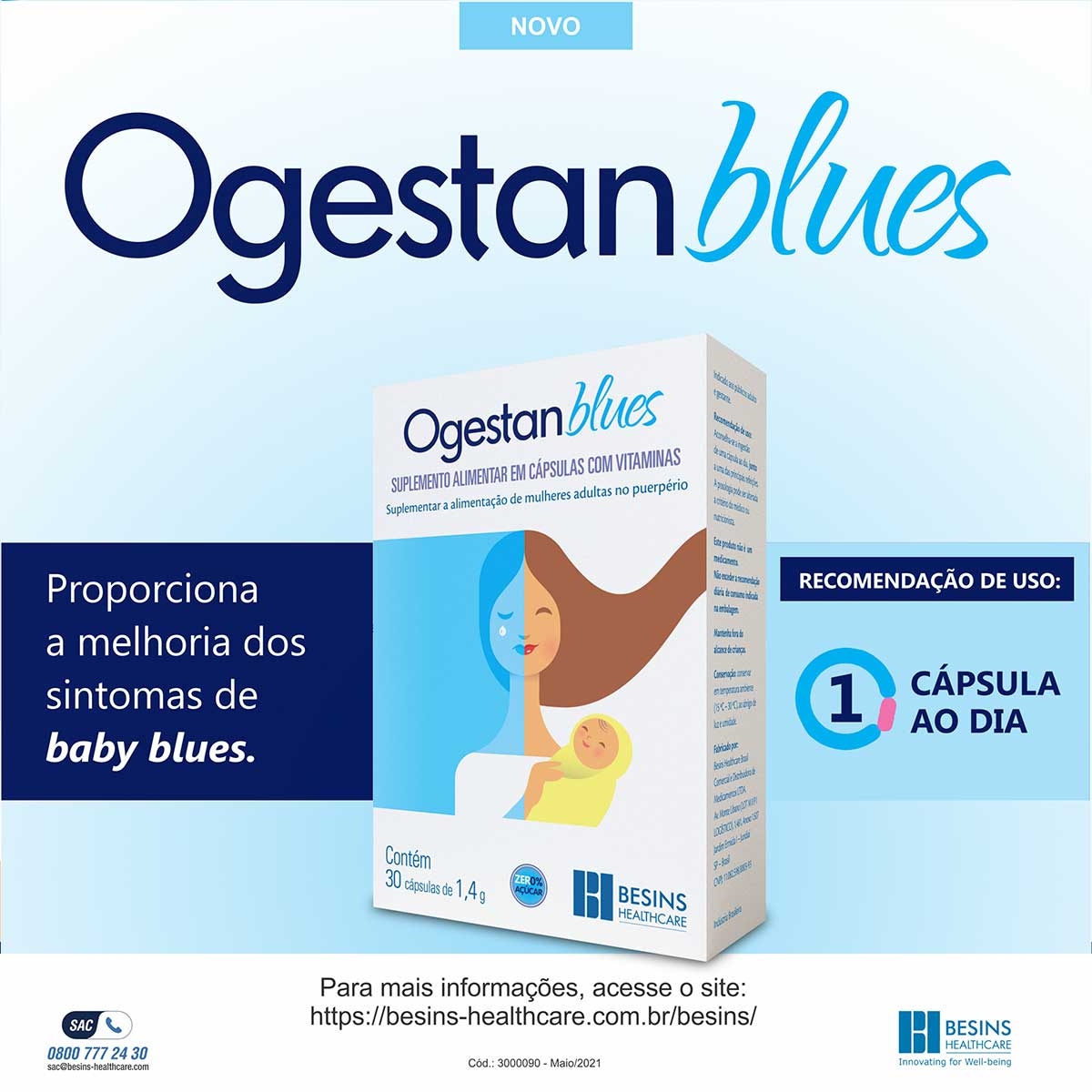 Suplemento Alimentar Ogestan Blues com 30 Cápsulas com menor preço ...