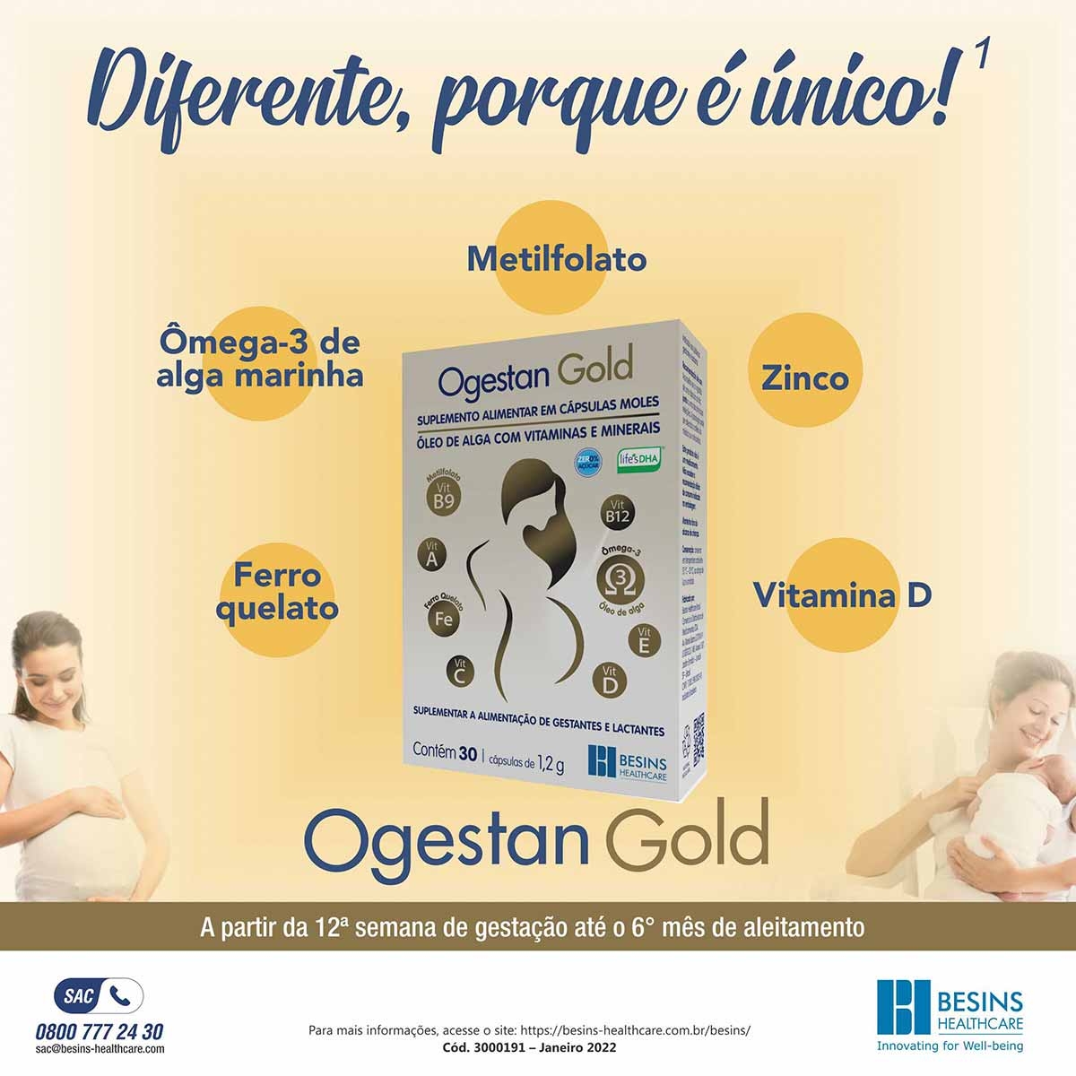 Suplemento Alimentar Ogestan Gold com 30 cápsulas | Drogasil