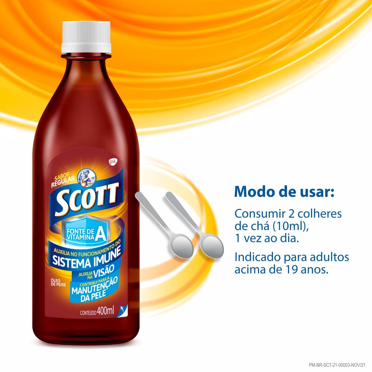 Suplemento de Vitaminas A e D Emulsão Scott Tradicional com 400ml ...