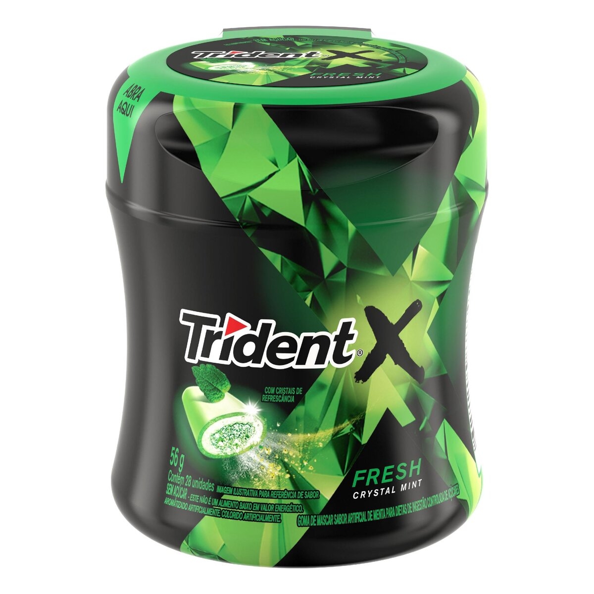 Trident XFresh Chiclete Sem Açúcar Sabor Crystal Mint 28 unidades ...