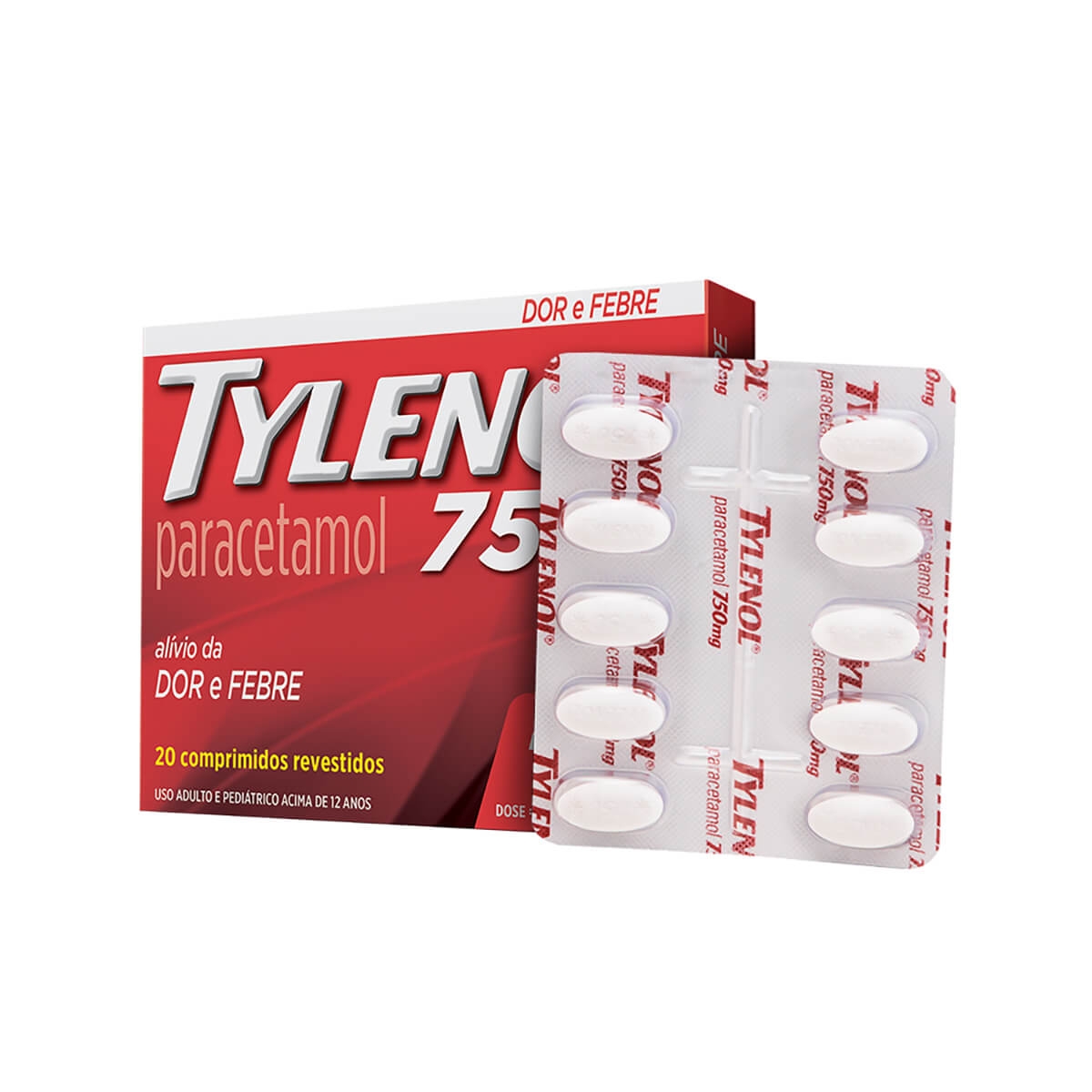Tylenol 750mg com 20 comprimidos | Drogasil
