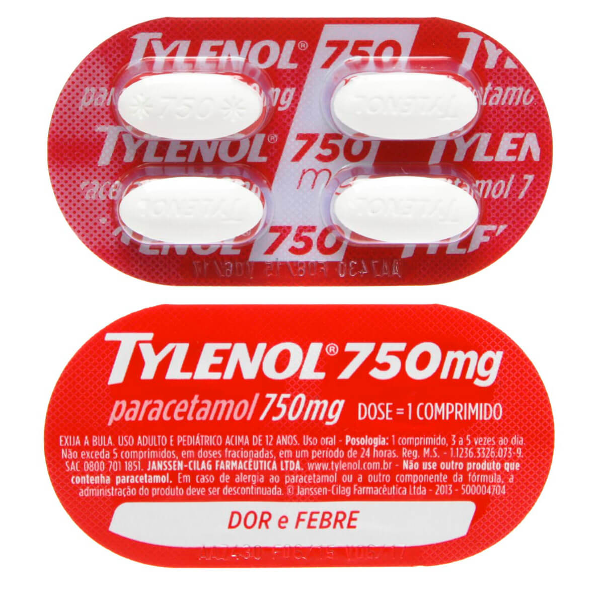 Tylenol 750mg 4 comprimidos | Drogasil