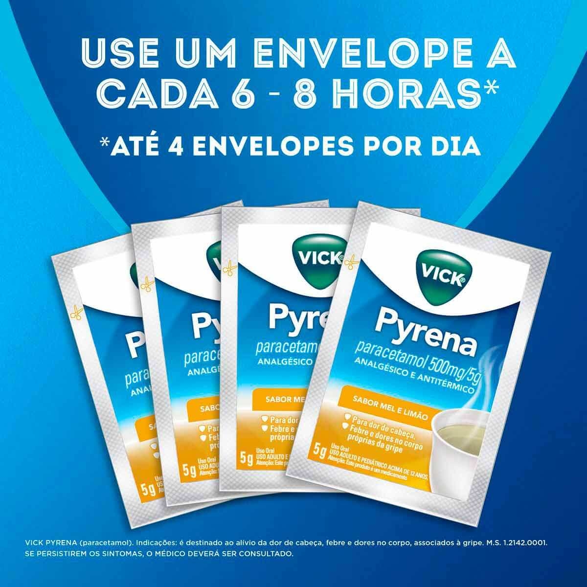 Vick Pyrena 500mg/5g Sabor Mel e Limão em Pó com 1 envelope de 5g ...