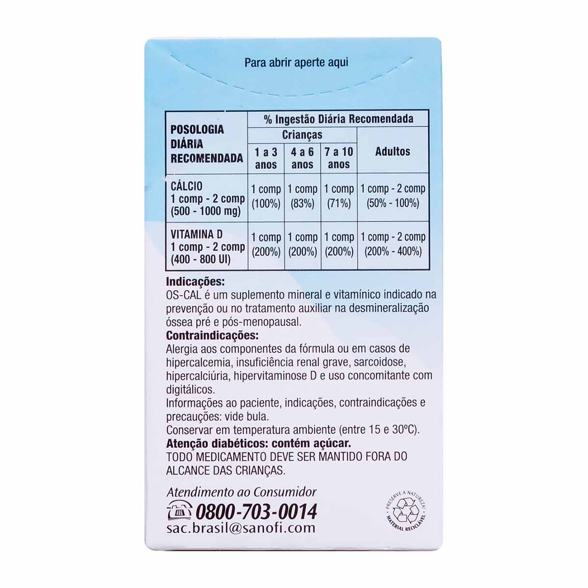 Oscal D Vitamina D 400UI + Cálcio 500mg : Valor e onde comprar | Drogasil