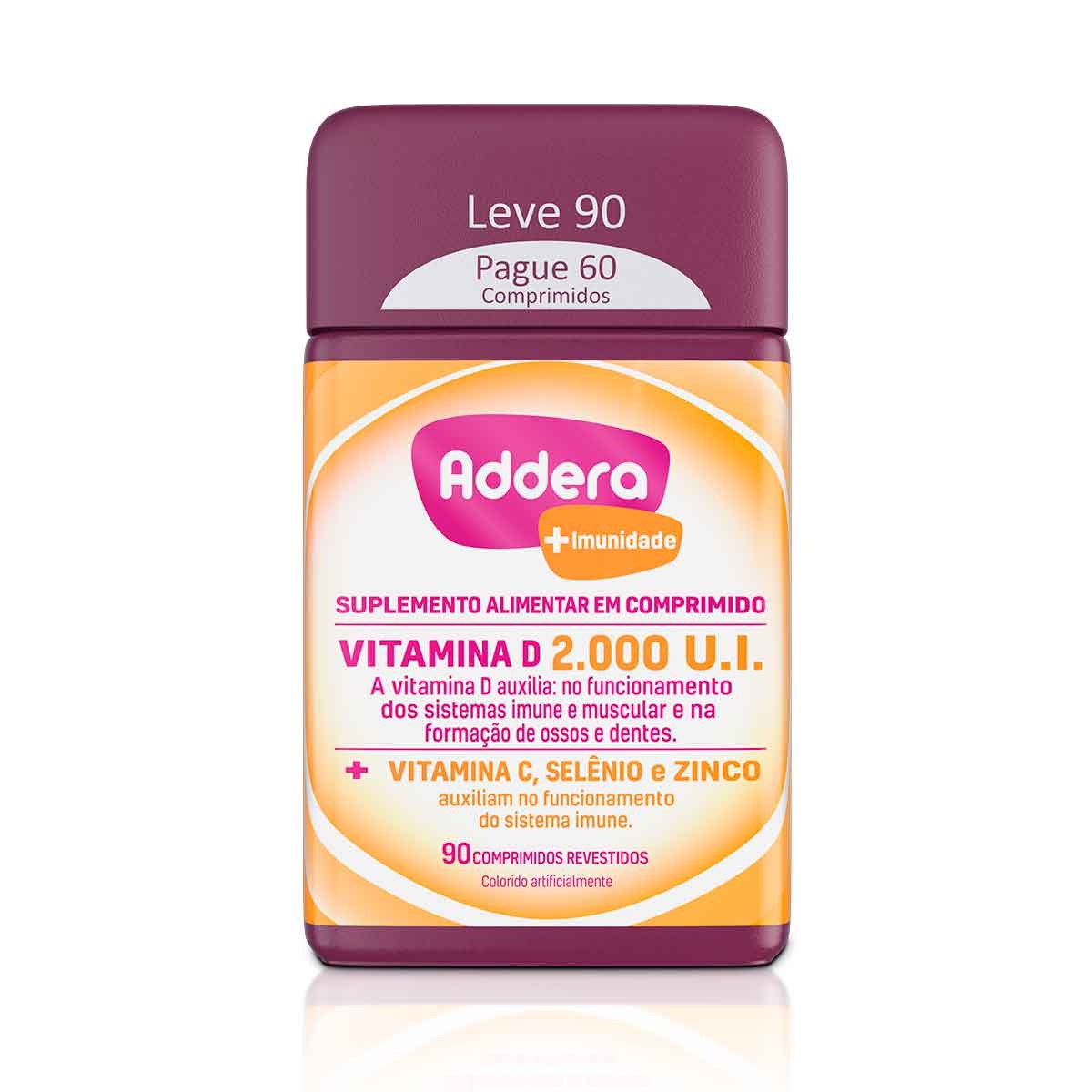 Vitamina D Addera 2.000UI +Imunidade com 90 comprimidos AdderaD3 90 ...
