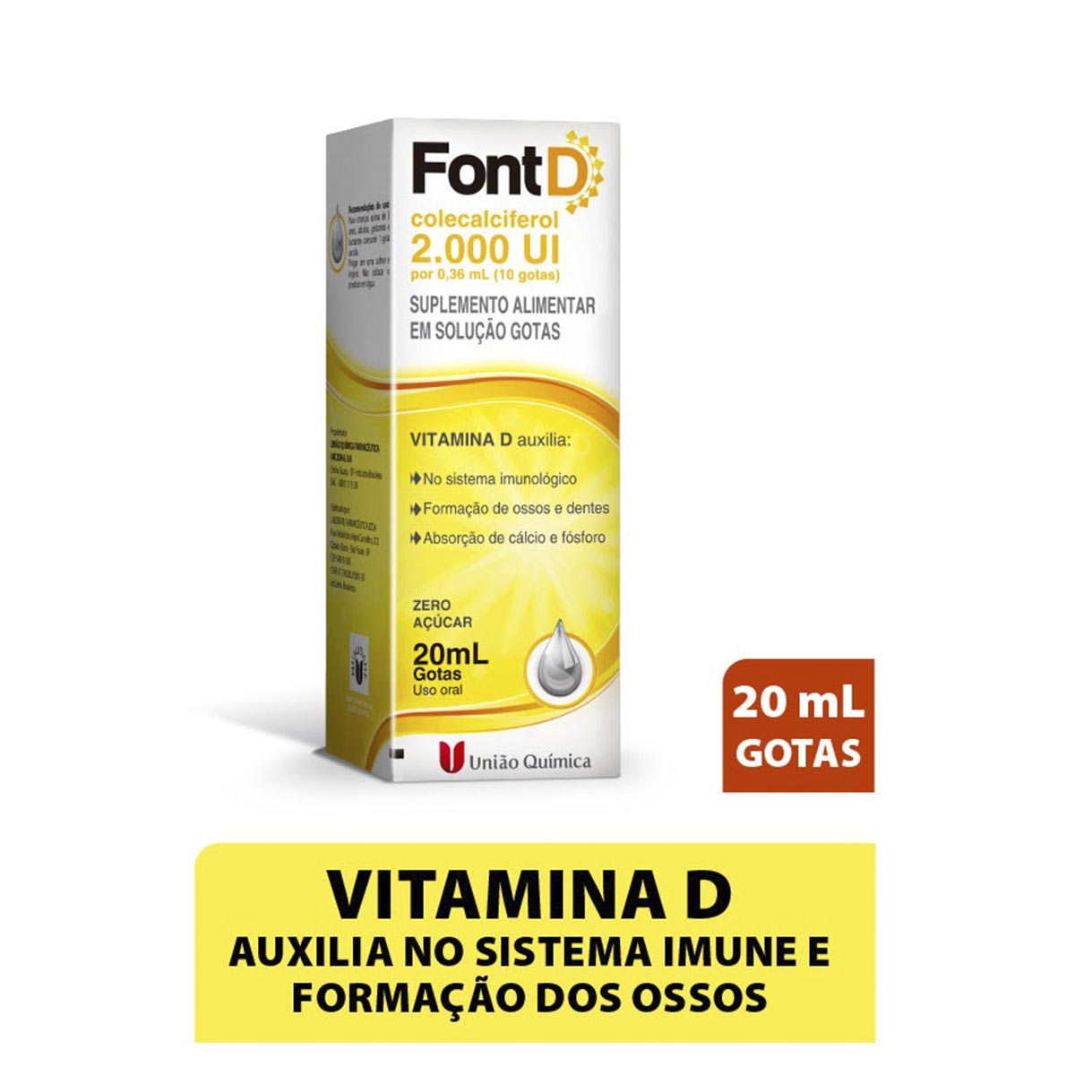 Vitamina D Font D 200UI Gotas com 20ml | Drogasil