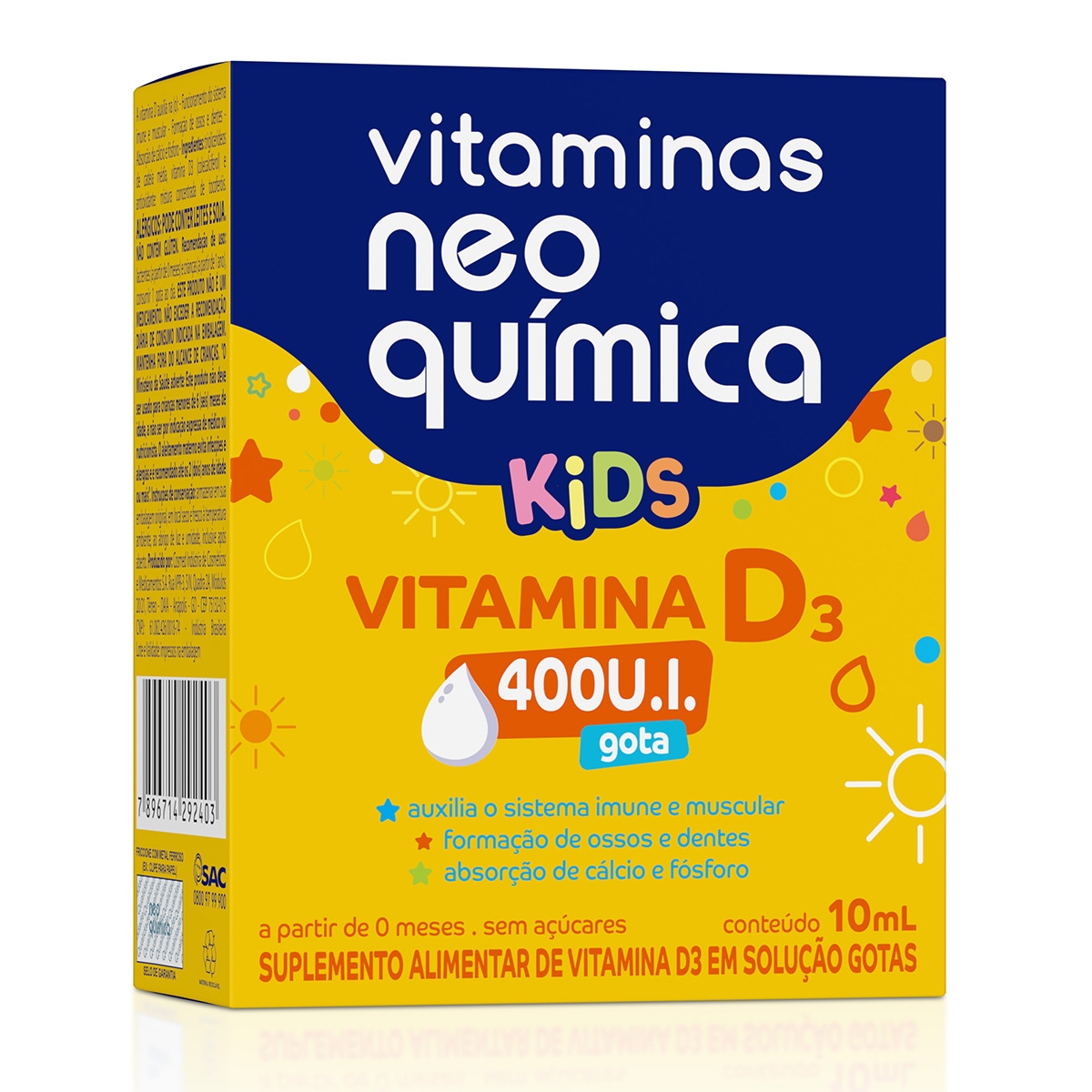 Vitamina D3 400UI Neo Química Kids Frasco 10ml: onde comprar | Drogasil
